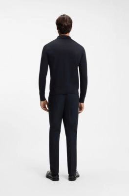BOSS Virgin Wool Cardigan With Polo Collar