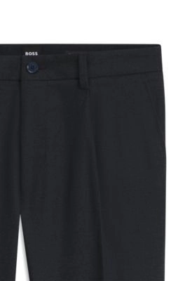BOSS Tailored Stretch Melange Fabric Pants - Dark Blue
