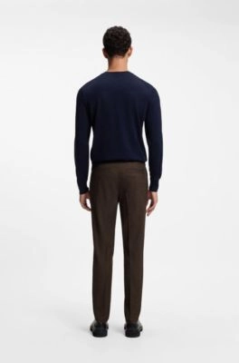BOSS Tailored Stretch Melange Fabric Pants - Dark Brown