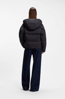 BOSS Hooded Down-filled Puffer Jacket With Batwing Sleeves