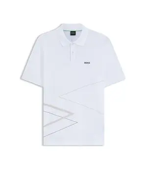 BOSS Pima Cotton Polo Shirt With Placed Print - White
