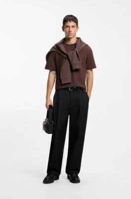 Hugo Relaxed-fit T-shirt With Centered Logo Detail - Brown