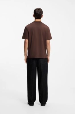 Hugo Relaxed-fit T-shirt With Centered Logo Detail - Brown