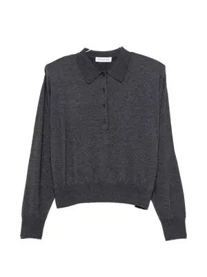 THE FRANKIE SHOP Croydon Wool Blend Polo Shirt - Grey