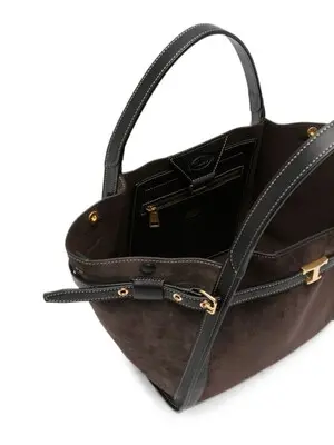TOD'S T Timeless Small Leather Tote Bag - Brown