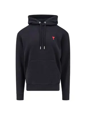 AMI Paris De Coeur Cotton Hoodie - Black
