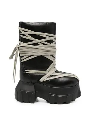 Rick Owens Megalace Leather Boots - Black