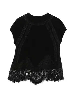 Ermanno Scervino Cashmere Lace Top - Black