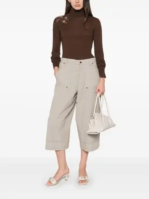 Ermanno Scervino Wool Turtle-neck Sweater With Lace Embellishment - Brown