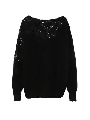 Ermanno Scervino Cashmere Sweater With Lace Embellishment - Black