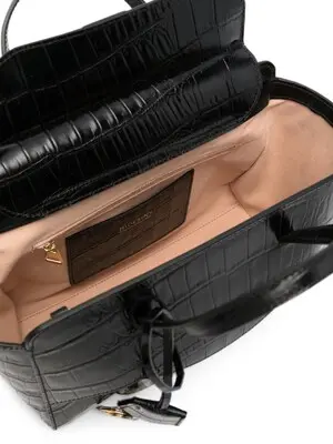 HIDESINS Flap Medium Leather Tote - Black