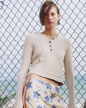 ROXY X MADHAPPY Shrunken Rib Hoodie - Birch