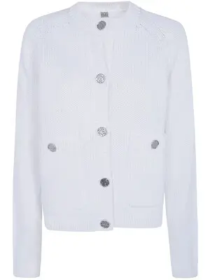 TOTEME Cotton Sweater With Hammered Button Detail