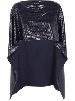 Alberta Ferretti Coat Paillettes On Jersey Cape - Black