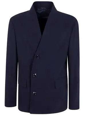 Giorgio Armani Sweater 100% Virgin Wool "asymmetrical Cardigan - Blue