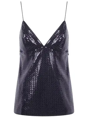Alberta Ferretti Top Paillettes Jersey - Black