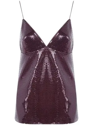 Alberta Ferretti Top Paillettes Jersey - Brown