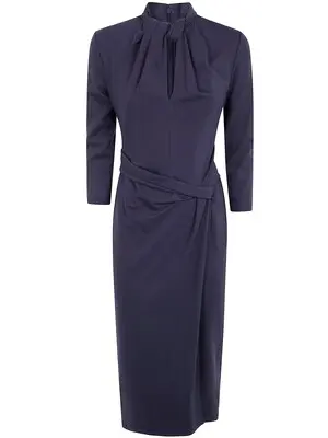 Giorgio Armani Long Sleeve Turtleneck Midi Dress