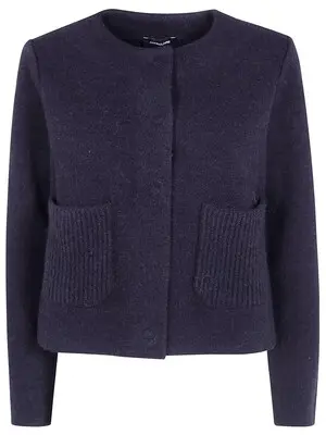 ANNECLAIRE Jacket Knitted 'round Neck - Black
