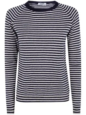 BASE Sweater Striped Round Neck - Beige