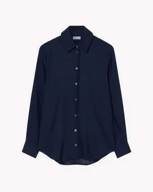 Serena Bute Silk Classic Shirt - Navy