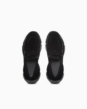 Giorgio Armani Velvet Slip-on Loafers With Leather Lining And Rubber Sole