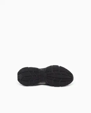 Giorgio Armani Leather And Nylon Loafer Sneakers With Rubber Sole