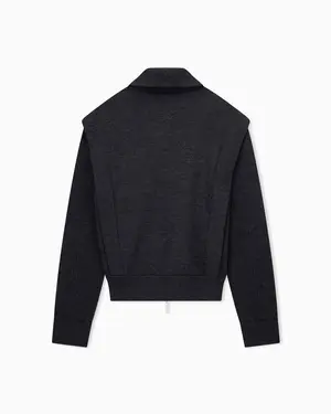 Giorgio Armani Virgin Wool Blouson Jacket With Rib Knit Sleeves