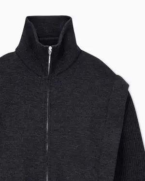 Giorgio Armani Virgin Wool Blouson Jacket With Rib Knit Sleeves