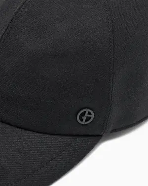 Giorgio Armani Wool And Cashmere Baseball Hat With Leather Details - Black