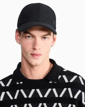 Giorgio Armani Wool And Cashmere Baseball Hat With Leather Details - Black