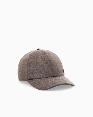 Giorgio Armani Giorgio Armani Wool And Cashmere Baseball Hat With Leather Details Brown