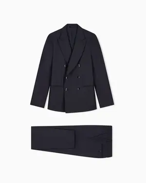 Giorgio Armani Double-breasted Virgin Wool And Cashmere Suit Napoli - Grey