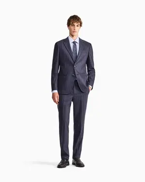 Giorgio Armani Slim-fit Single-breasted Suit In Pinstripe Flannel Soho