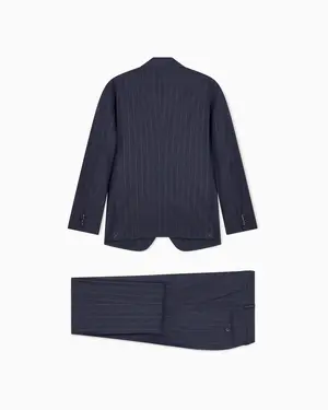 Giorgio Armani Slim-fit Single-breasted Suit In Pinstripe Flannel Soho