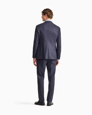 Giorgio Armani Slim-fit Single-breasted Suit In Pinstripe Flannel Soho