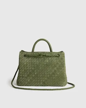 Quince Romy Suede Handwoven Satchel - Olive
