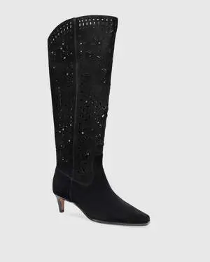Splendid Josh Laser Cut Tall Suede Boot - Black