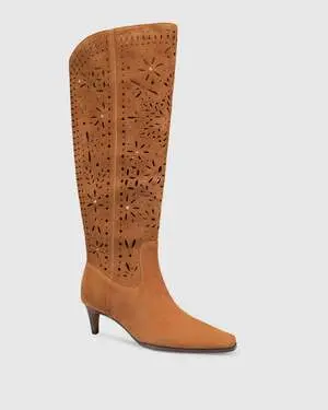 Splendid Josh Laser Cut Tall Suede Boot - Caramel