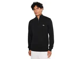 Lacoste Zipped High Neck Cotton Sweater Clothing Blue - Black