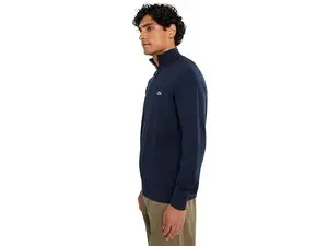 Lacoste Zipped High Neck Cotton Sweater - Navy
