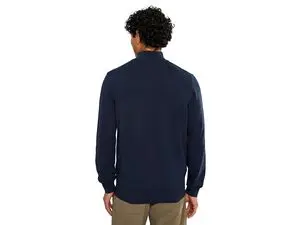 Lacoste Zipped High Neck Cotton Sweater - Navy