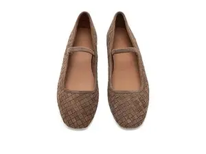 Madewell Greta Elastic Woven Suede Mary Jane Flats - Gray