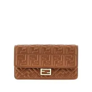Fendi Embossed Nappa Leather 'baguette' Clutch - Brown
