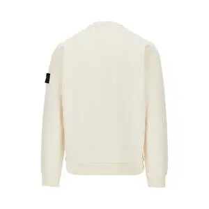 Stone Island Crewneck Cotton Sweatshirt With Logo Badge - White