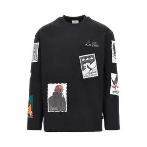 LES DEUX Printed Cotton T-hirt - Black