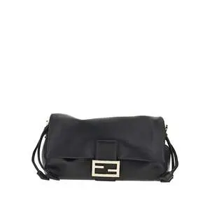 Fendi Medium Leather 'baguette Soft' Bag - Black