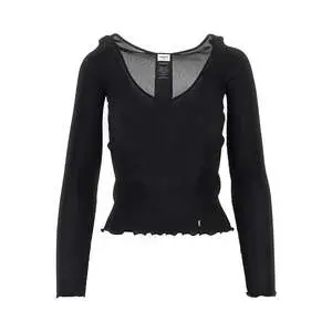 Saint Laurent Silk Knitting Top With Cassandre Detail