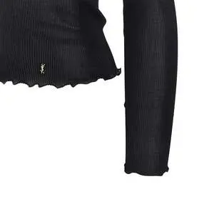 Saint Laurent Silk Knitting Top With Cassandre Detail - Black