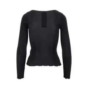 Saint Laurent Silk Knitting Top With Cassandre Detail - Black